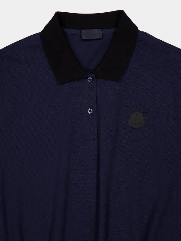 Moncler Cropped Cotton Piquet Polo Shirt - Blue