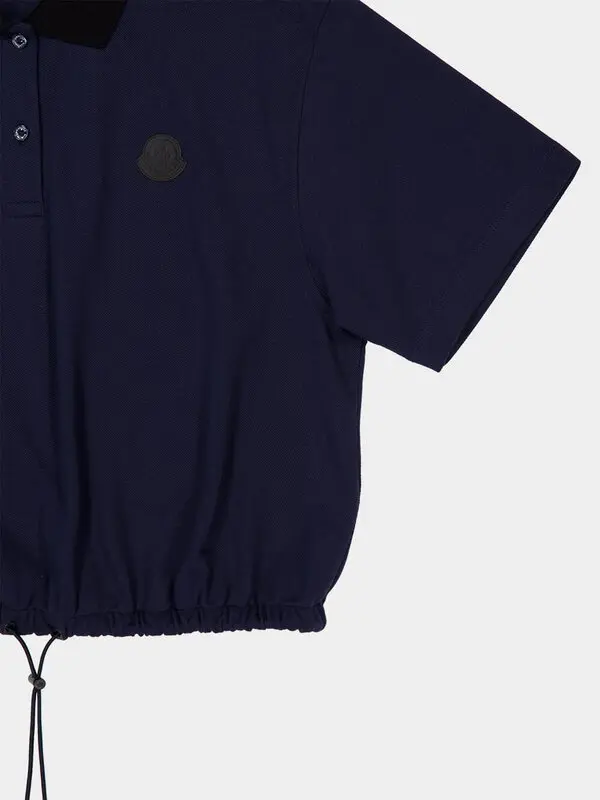 Moncler Cropped Cotton Piquet Polo Shirt - Blue