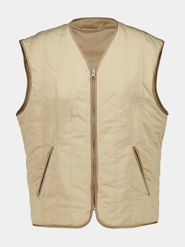 MAISON MARGIELA Sand Padded Reversible Gilet - Beige