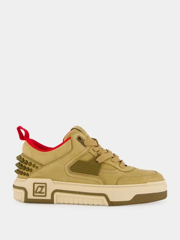 CHRISTIAN LOUBOUTIN Astroloubi Reversed Calf Leather Sneaker - Brown