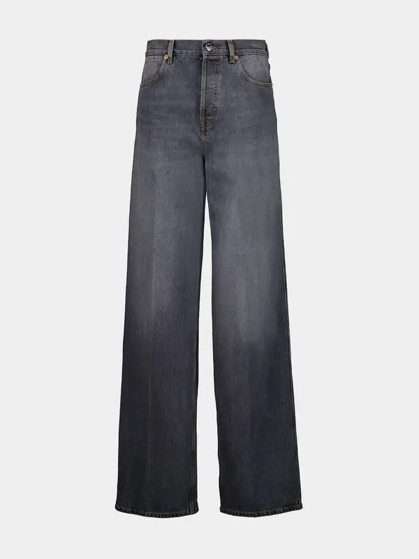Gucci Dark Wide-leg Denim Trousers - Grey