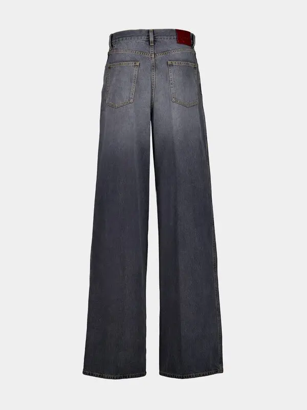 Gucci Dark Wide-leg Denim Trousers - Grey