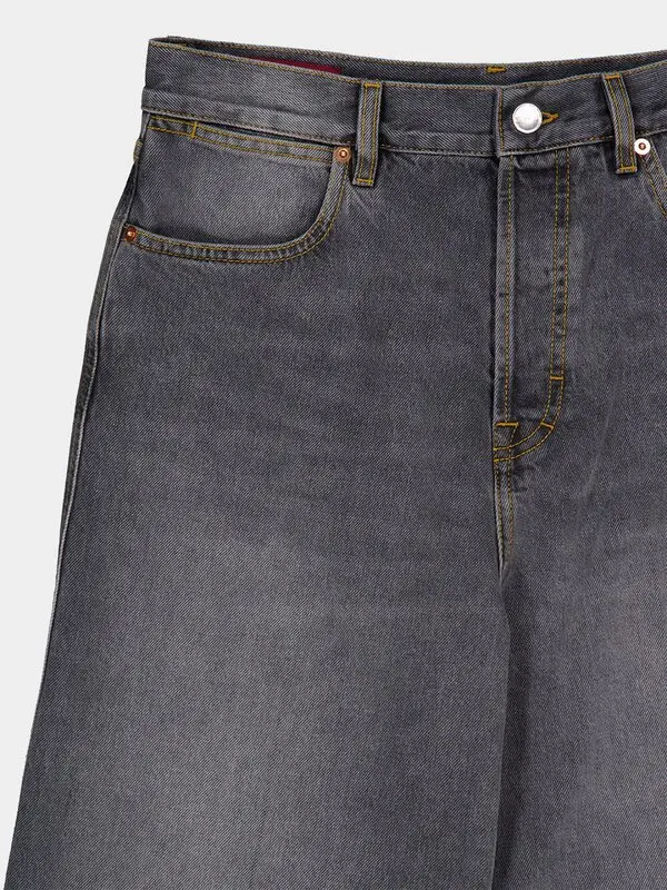 Gucci Dark Wide-leg Denim Trousers - Grey