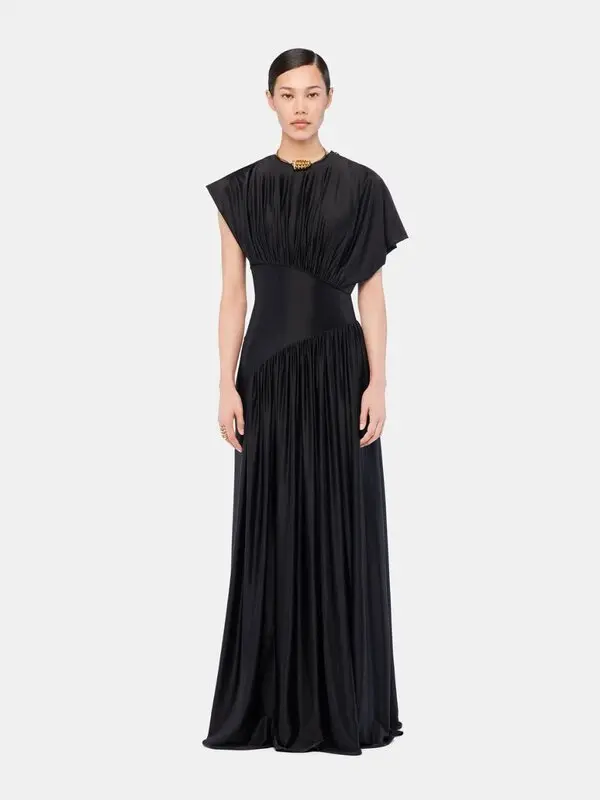 Rabanne Satin Jersey Maxi Dress - Black