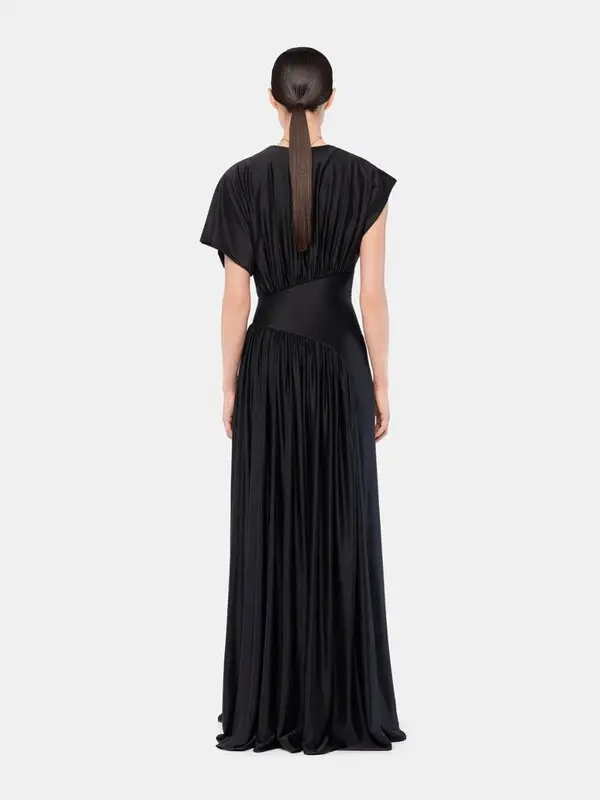 Rabanne Satin Jersey Maxi Dress - Black