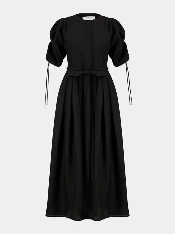 Gabriela Hearst Linnea Maxi Dress In Aloe Linen - Black