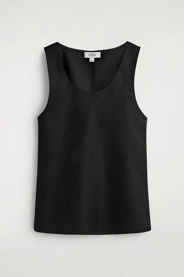 Cos Linen Tank Top - Black