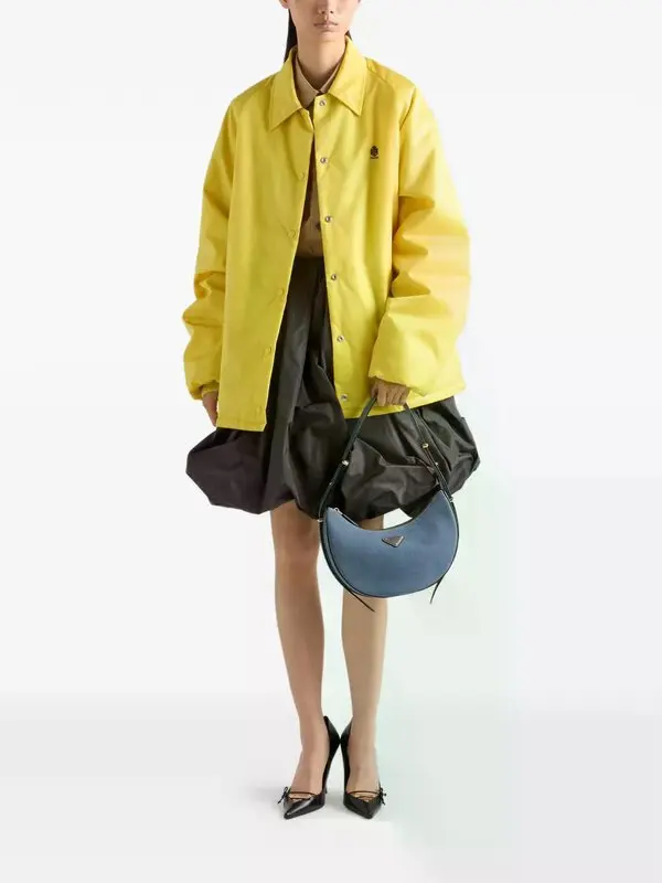 Prada Arqué Small Nubuck Leather Bag - Blue