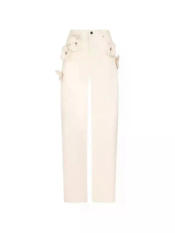 David Koma 3d Flower Denim Trousers