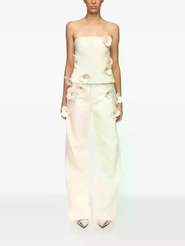 David Koma 3d Flower Denim Trousers