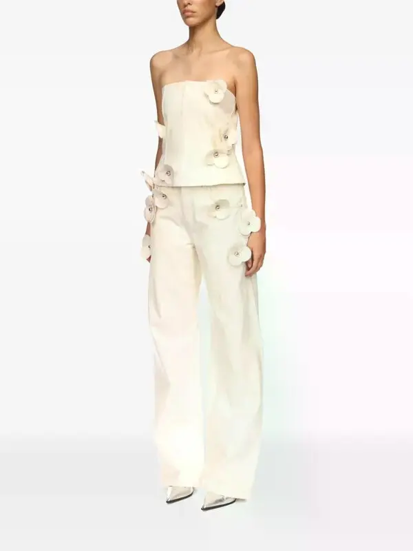 David Koma 3d Flower Denim Trousers