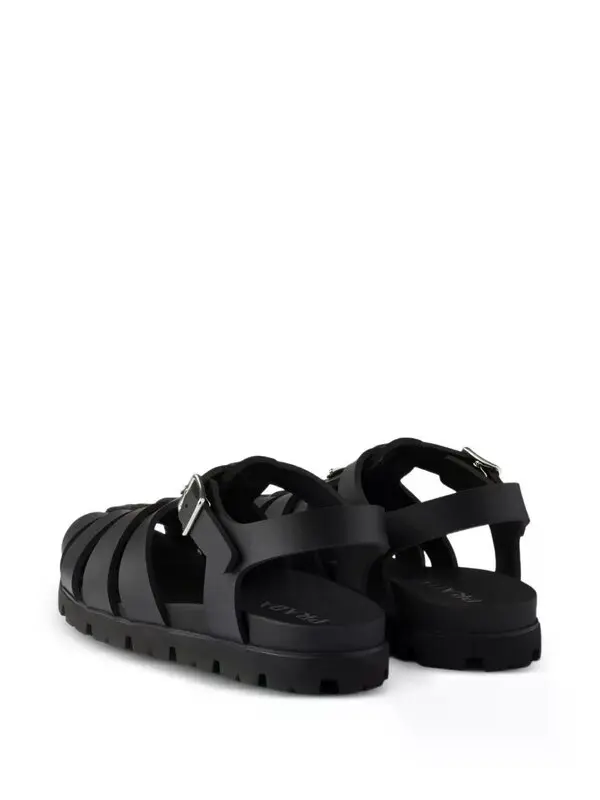 Prada Rubber Fisherman Sandals With Triangle Logo - Black