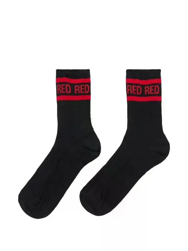 Red Valentino Striped Crew Socks