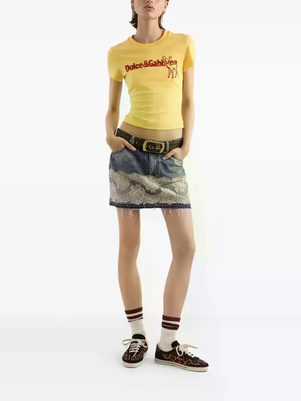 Dolce & Gabbana Mini Skirt With Lace Panel