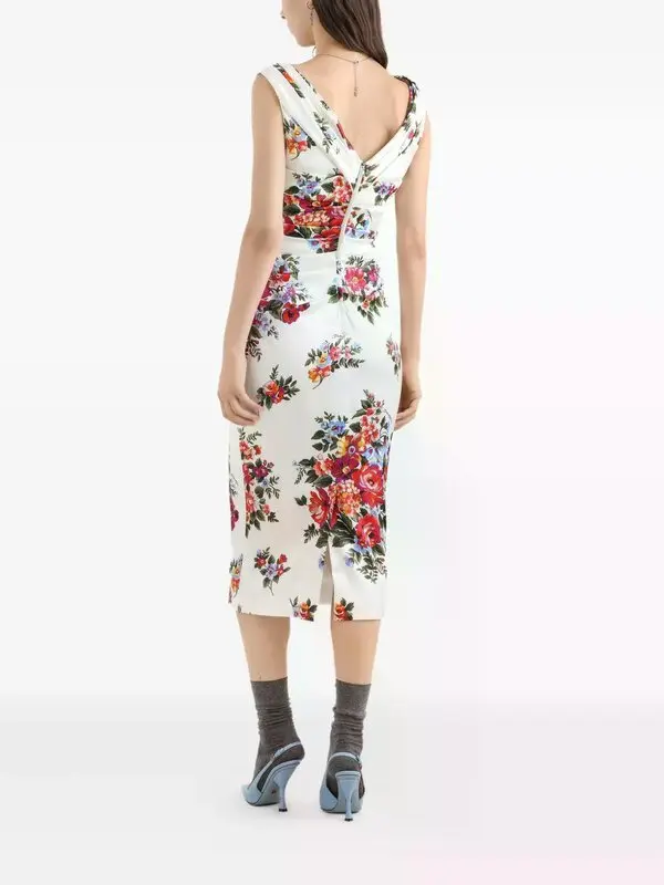Dolce & Gabbana Floral V-neck Sleeveless Dress