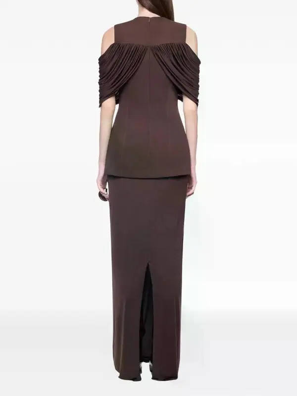 CHATS BY C.DAM Vivien Draped Maxi Dress - Brown
