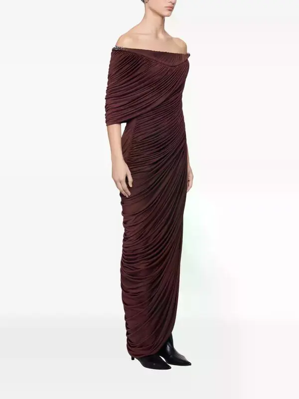 CHATS BY C.DAM Draped Off-shoulder Midi Dress