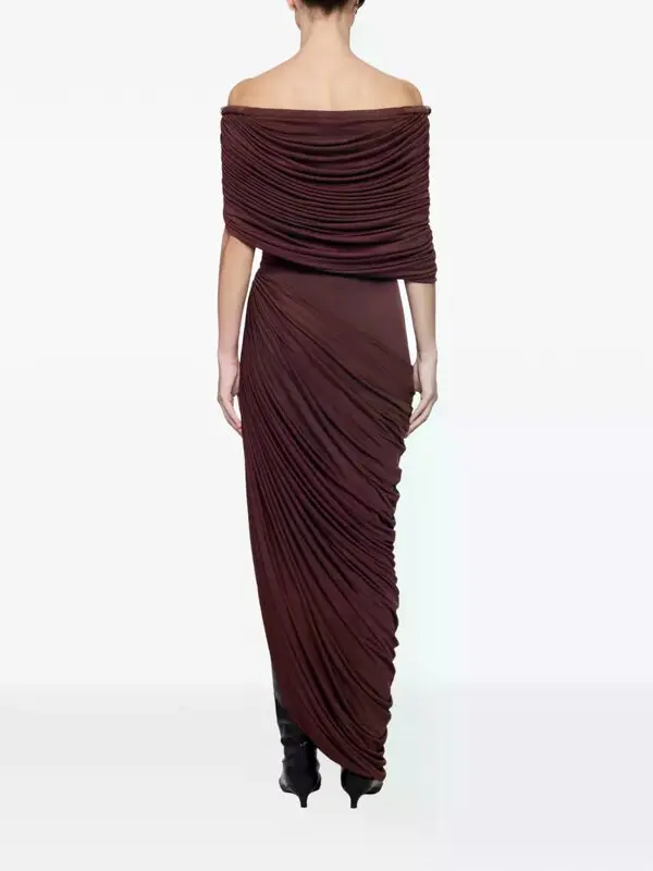 CHATS BY C.DAM Draped Off-shoulder Midi Dress