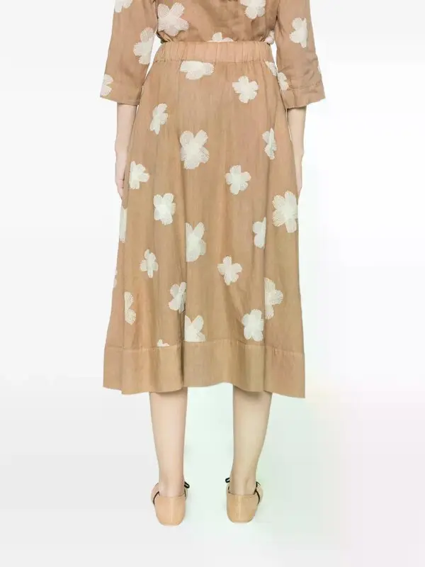 ROSSO 35 Floral-embroidered Midi Skirt
