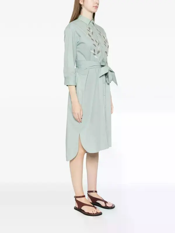 ROSSO 35 Embroidered Tie-waist Midi Dress