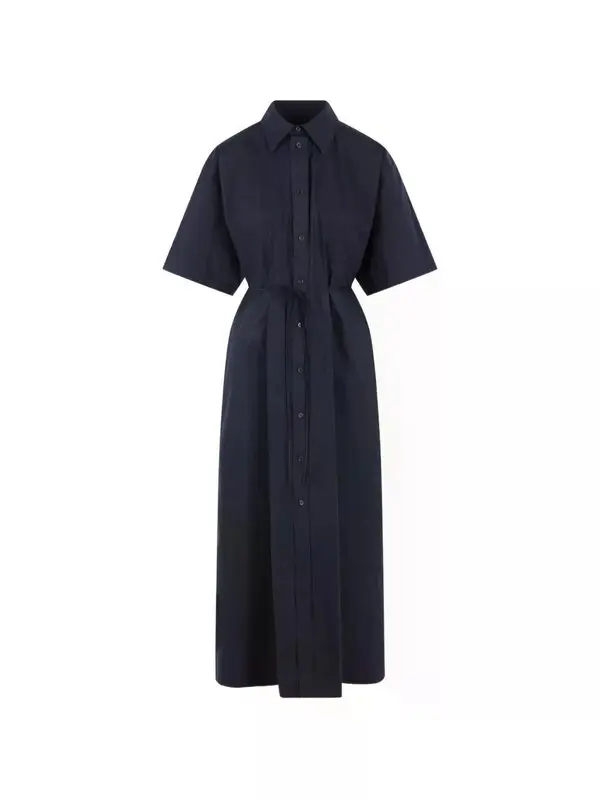 Plan C Buttoned Tied-waist Midi Dress
