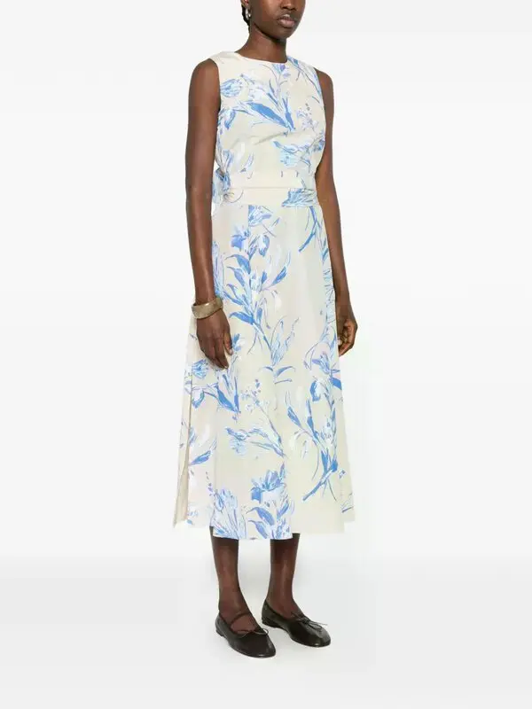 ROSSO 35 Floral-print Tie Detail Midi Dress