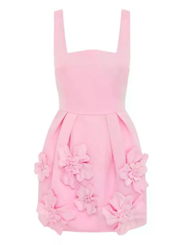 LEO LIN Piper Floral-detail Square-neck Mini Dress - Pink