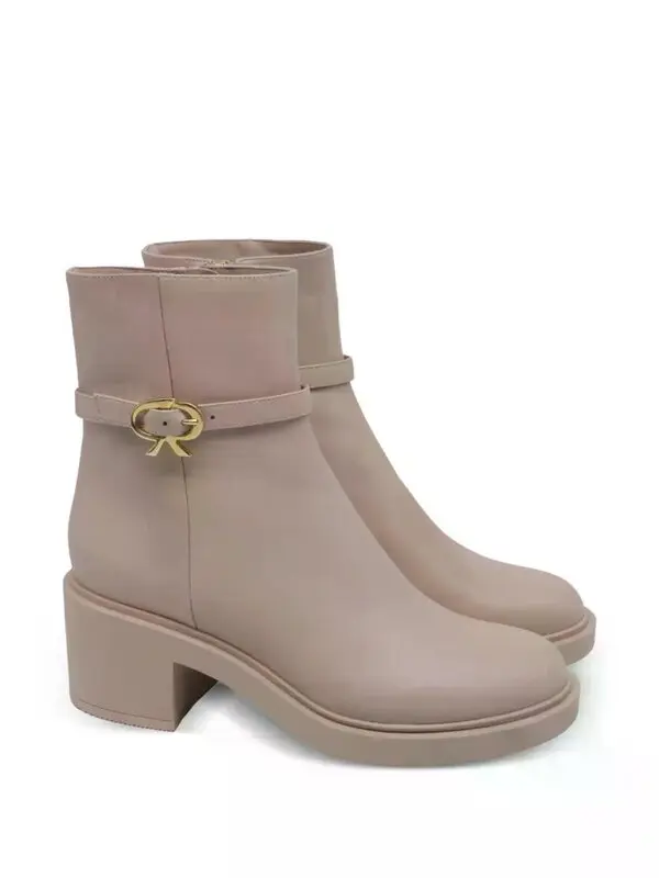 GIANVITO ROSSI Dumont Leather Ankle Boots - Neutrals