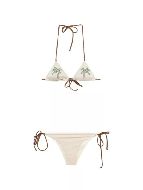 MC2 SAINT BARTH Palm-tree Print Bikini - Neutrals