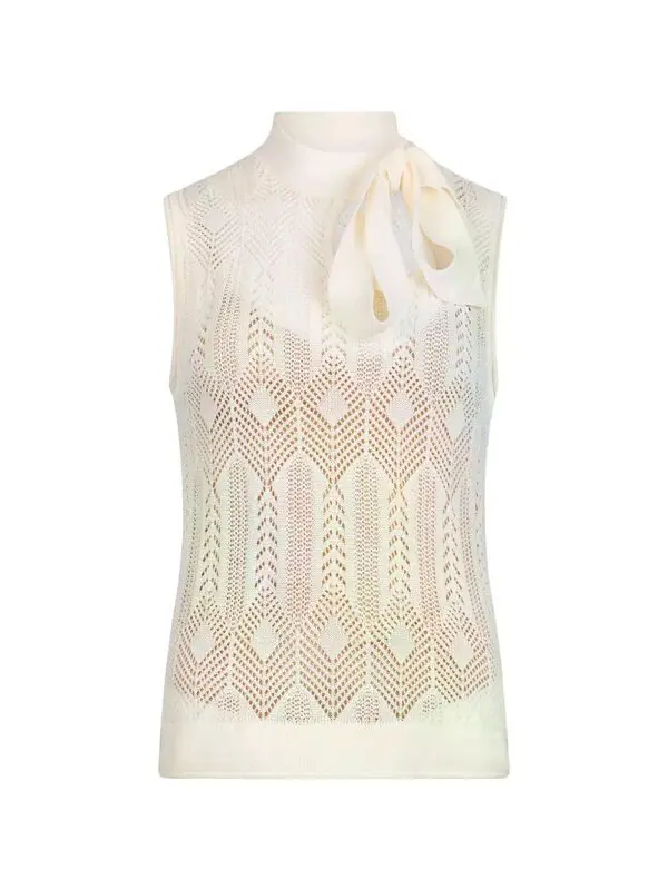 Liu Jo Openwork Knit Top With Bow Detail