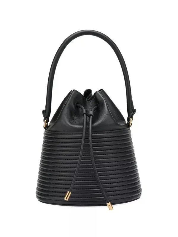 POTAMY Drawstring Ribbed Leather Bucket Bag