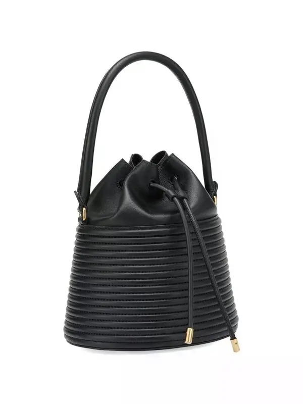 POTAMY Drawstring Ribbed Leather Bucket Bag