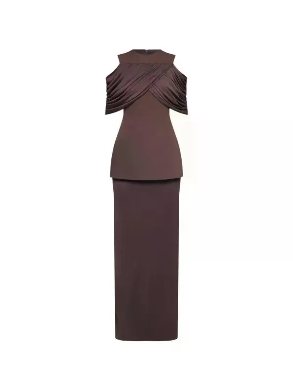 CHATS BY C.DAM Vivien Draped Maxi Dress - Brown