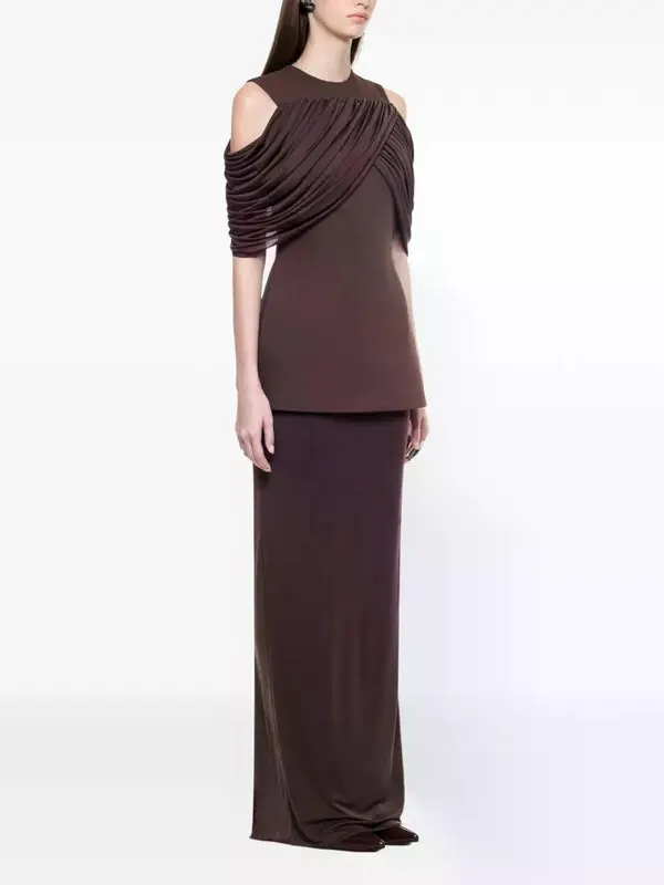 CHATS BY C.DAM Vivien Draped Maxi Dress - Brown