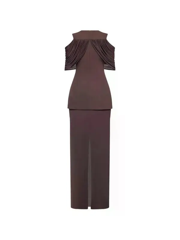 CHATS BY C.DAM Vivien Draped Maxi Dress - Brown