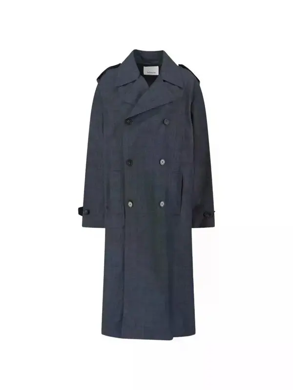THE FRANKIE SHOP Bleecker Double-breasted Plaid Trench Coat - Grey