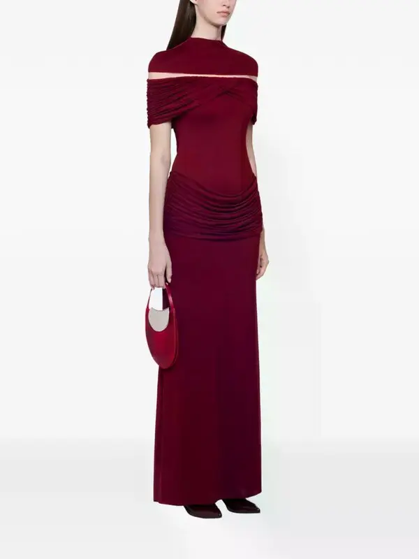 CHATS BY C.DAM Marlene Draped Shoulder-cutout Maxi Dress - Red
