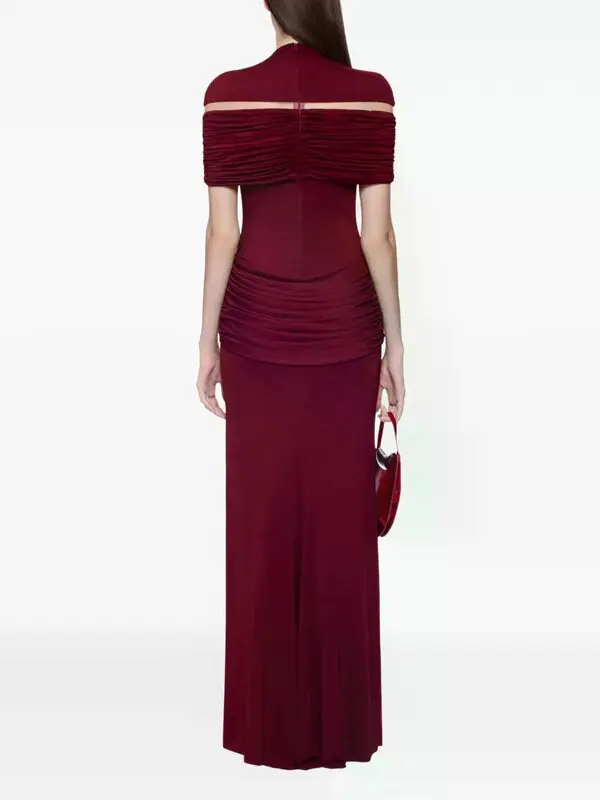 CHATS BY C.DAM Marlene Draped Shoulder-cutout Maxi Dress - Red