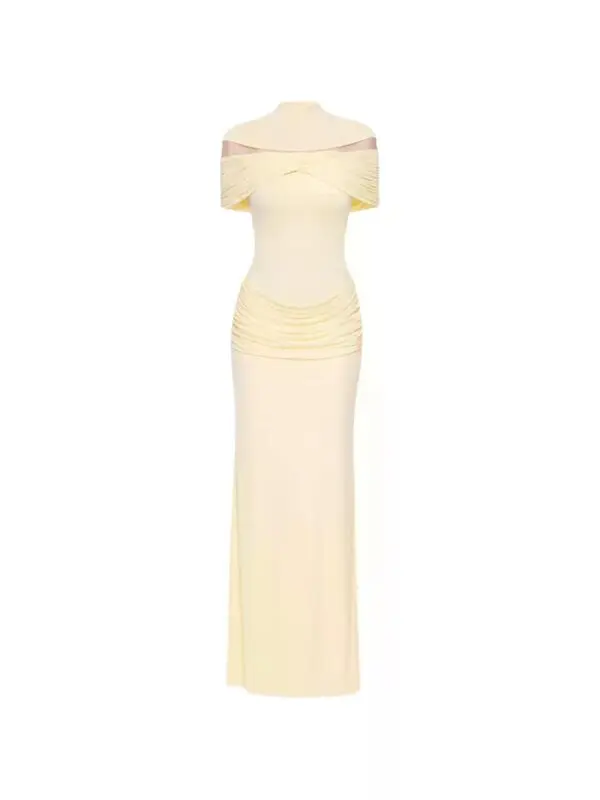 CHATS BY C.DAM Marlene Draped Maxi Dress - Yellow