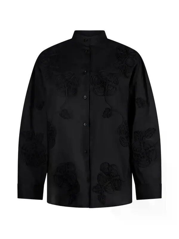 Liu Jo Embroidered Mandarin-collar Shirt - Black
