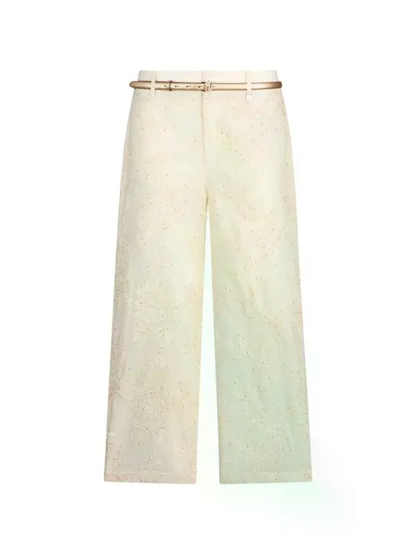 Liu Jo Sequin-embroidered Muslin Trousers - Neutrals