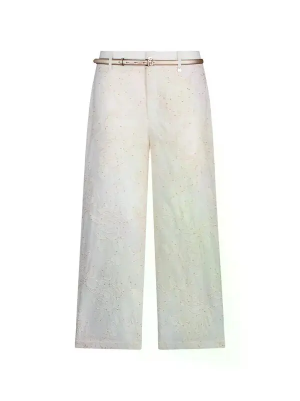 Liu Jo Sequin-embroidered Muslin Trousers - Neutrals