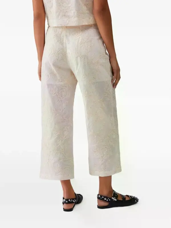 Liu Jo Sequin-embroidered Muslin Trousers - Neutrals
