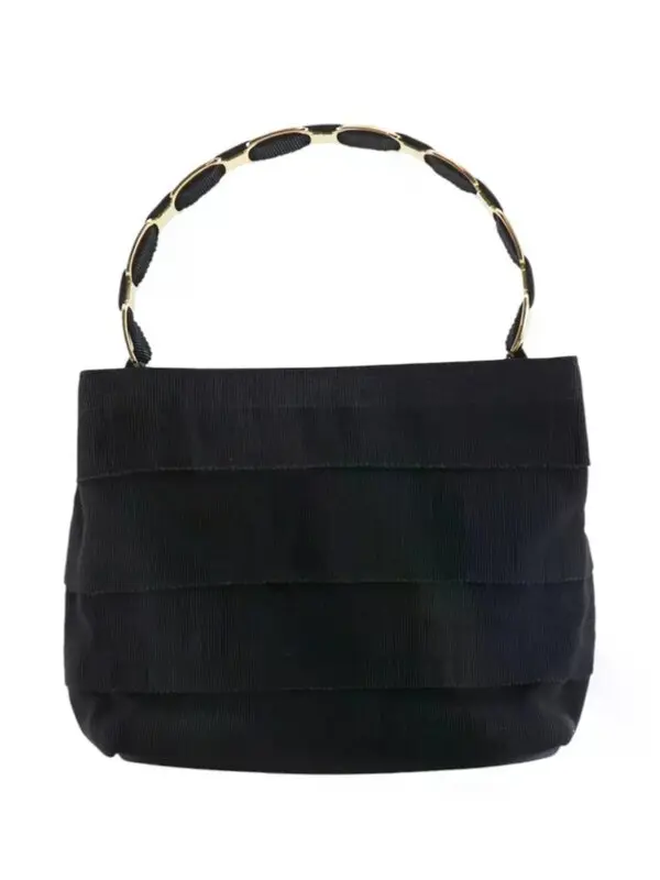 FERRAGAMO 1990-2000 Nylon Tiered Grosgrain Vara Satchel