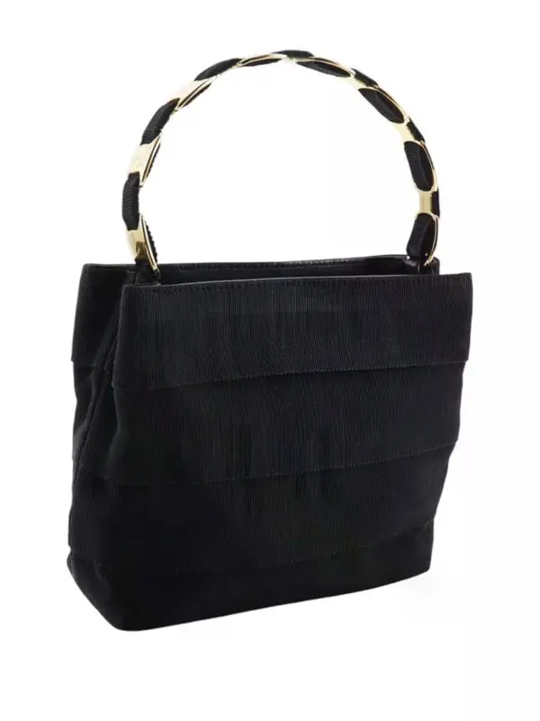 FERRAGAMO 1990-2000 Nylon Tiered Grosgrain Vara Satchel