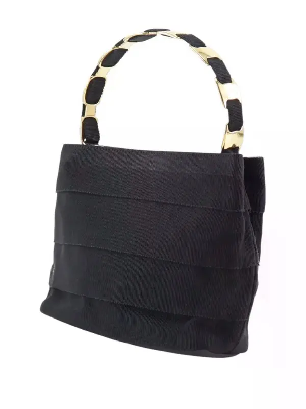 FERRAGAMO 1990-2000 Nylon Tiered Grosgrain Vara Satchel
