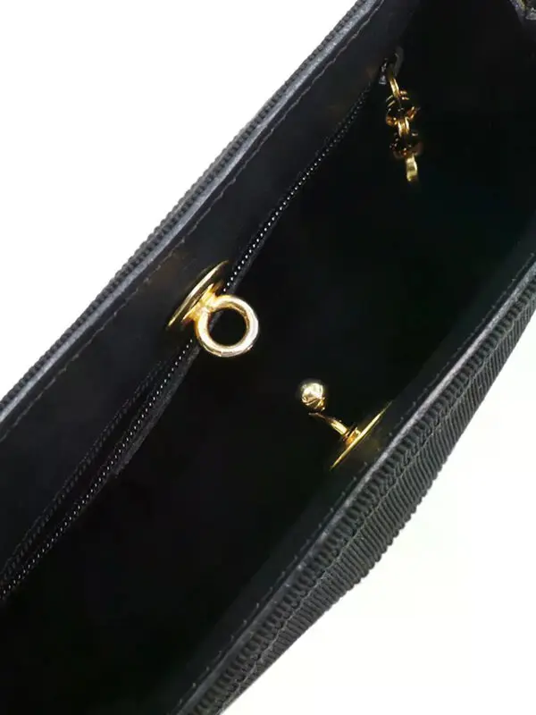 FERRAGAMO 1990-2000 Nylon Tiered Grosgrain Vara Satchel