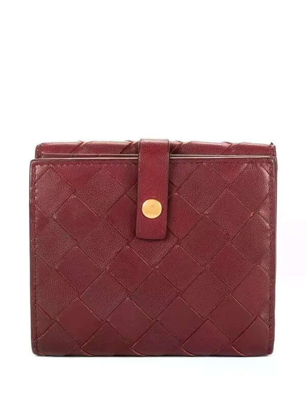 Bottega Veneta Intrecciato Leather Wallet - Red