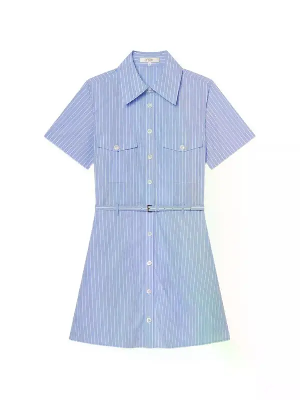 FRAME Striped-pattern Belted Mini Dress - Blue