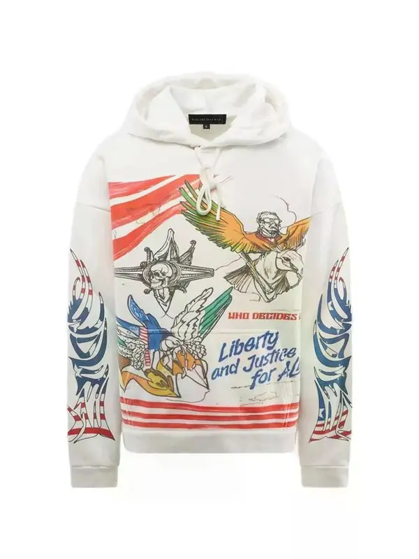 WHO DECIDES WAR BY EV BRAVADO Graphic-print Hoodie - White